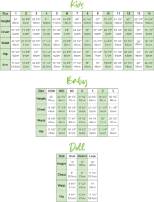 Sizing Charts - Twine Tree